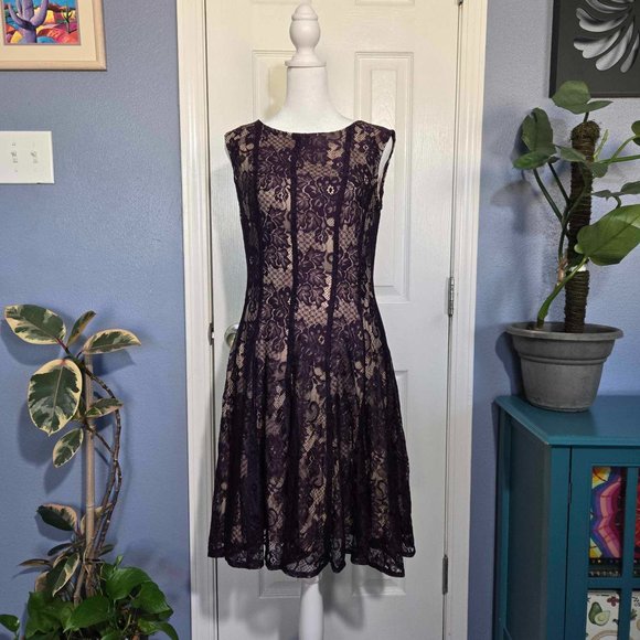 dressbarn | Dresses | Nwot Womens 8 Dress Barn Purple And Nude Lace ...